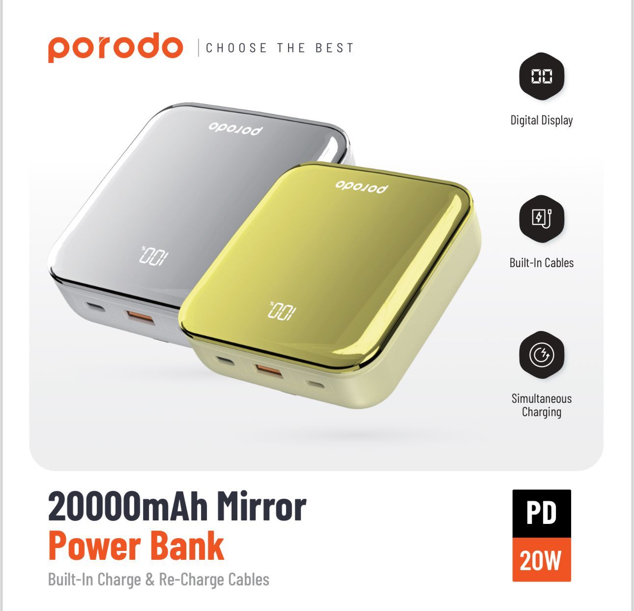 پاوربانک آینه ای 20000 میلی آمپر - 20000MAH MIRROR POWER BANK - فروشگاه ...